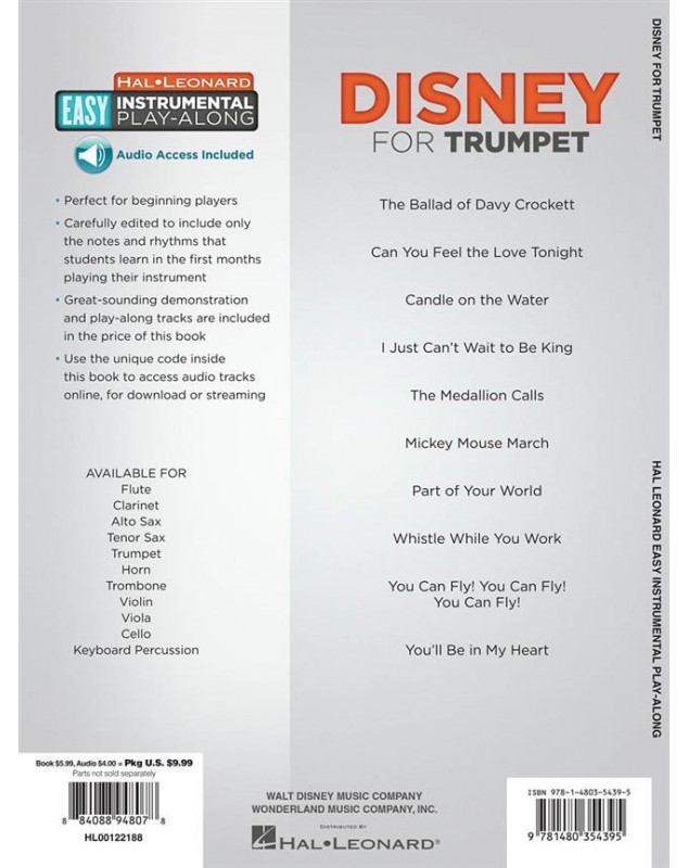 Disney - Trompette - Hal Leonard - 9781480354395 - 884088948078